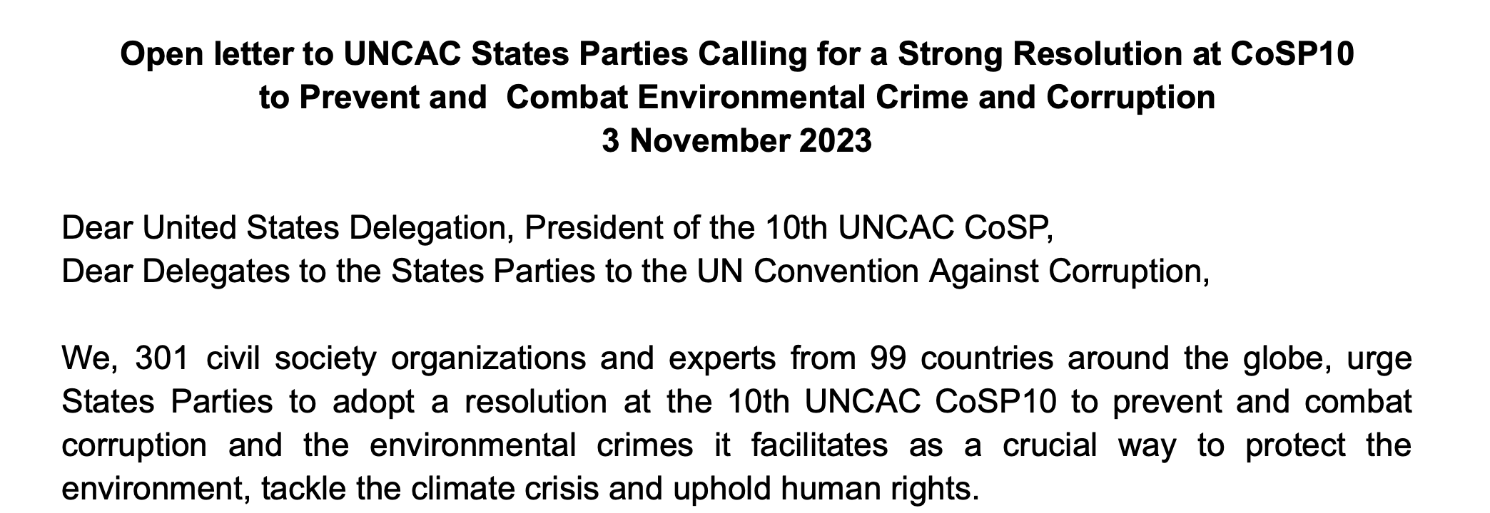 NWC Signs Open Letter to Combat Environmental Crime at CoSP 10 ...